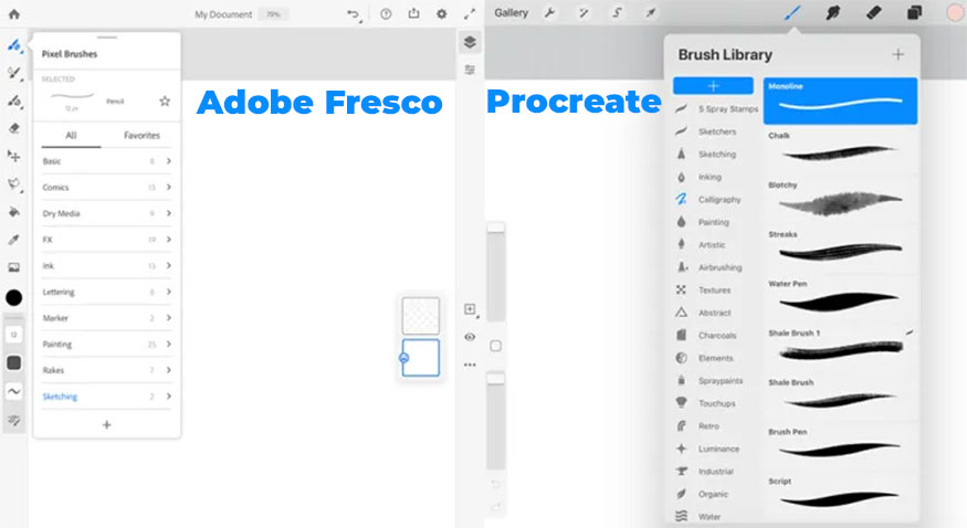 Comparing Procreate and Adobe Fresco